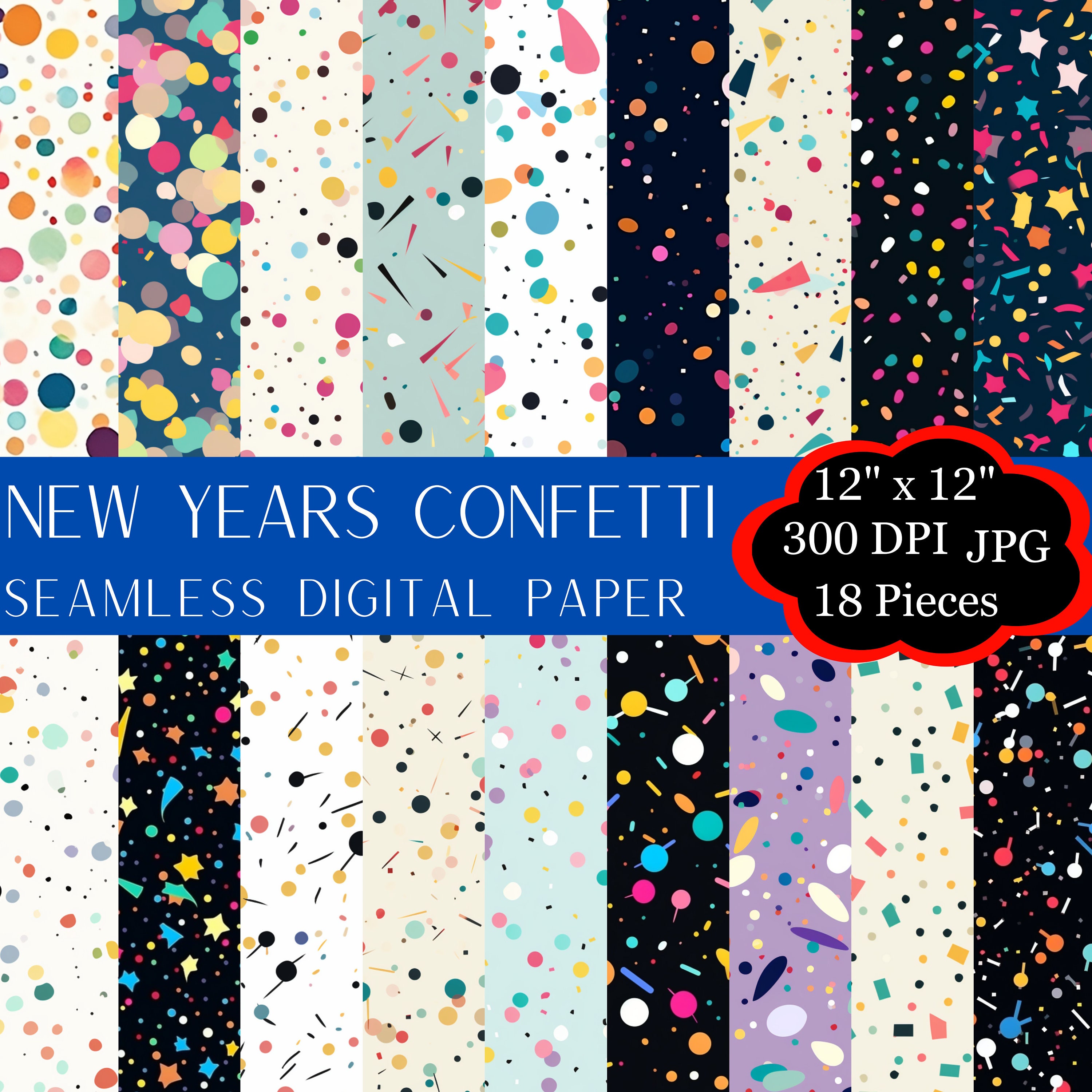 Confetti Patterns Digital Paper Printable Seamless Pattern Confetti ...