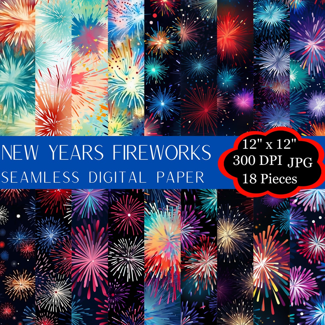 Fireworks Patterns Digital Paper Printable Seamless Pattern Fireworks ...