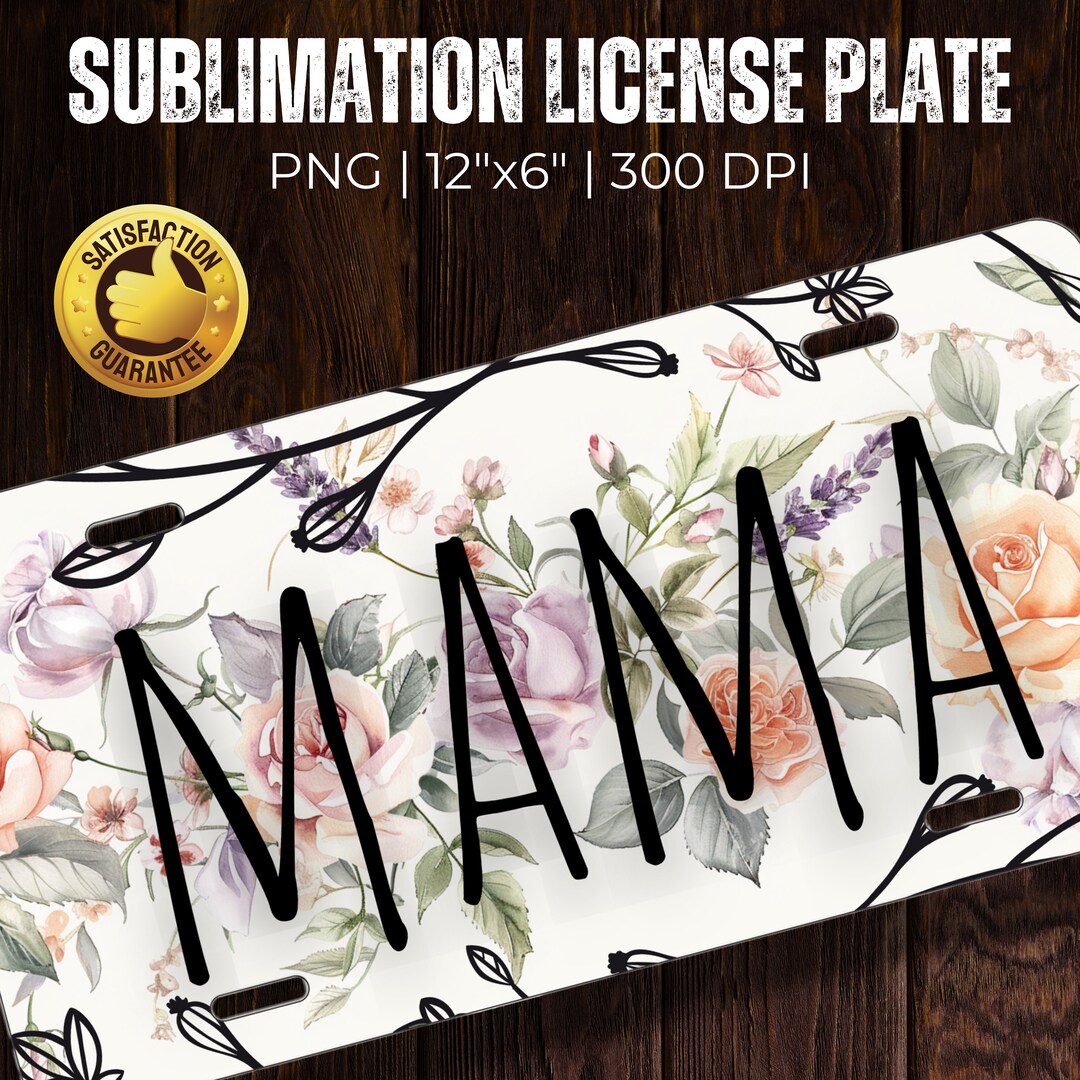 License Plate PNG, License Plate Design, Floral License Plate, Front ...