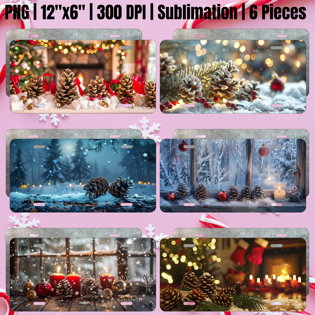 License Plate Bundle, License Plate PNG, Christmas Pine Cones ...