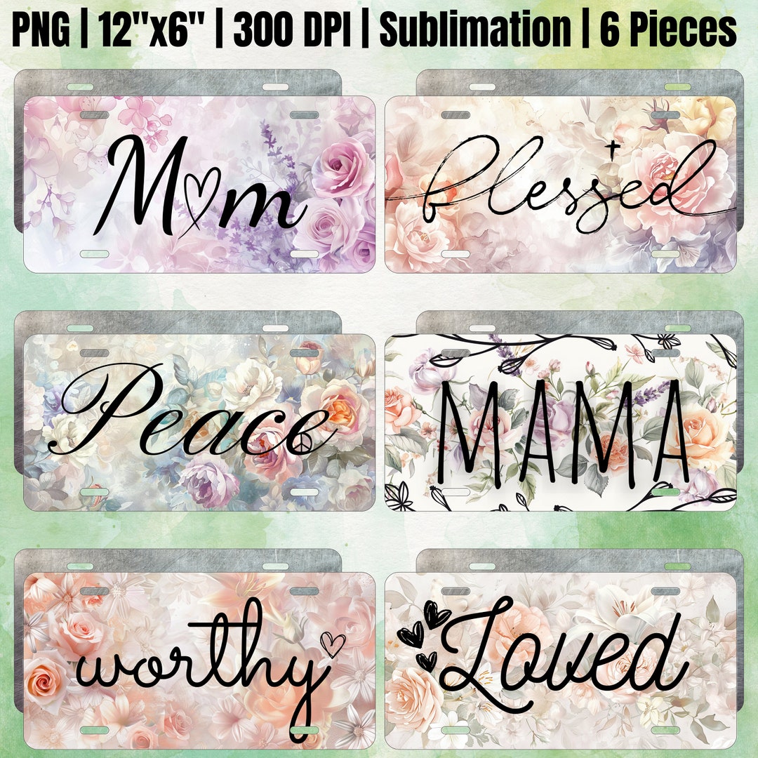 License Plate PNG, License Plate Design, Floral License Plate, Front ...