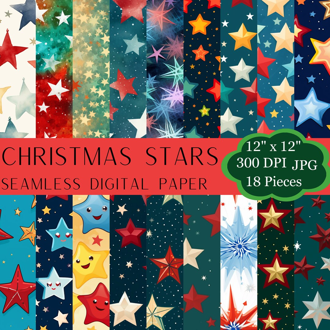 Christmas Stars Digital Paper Printable Seamless Pattern - Etsy