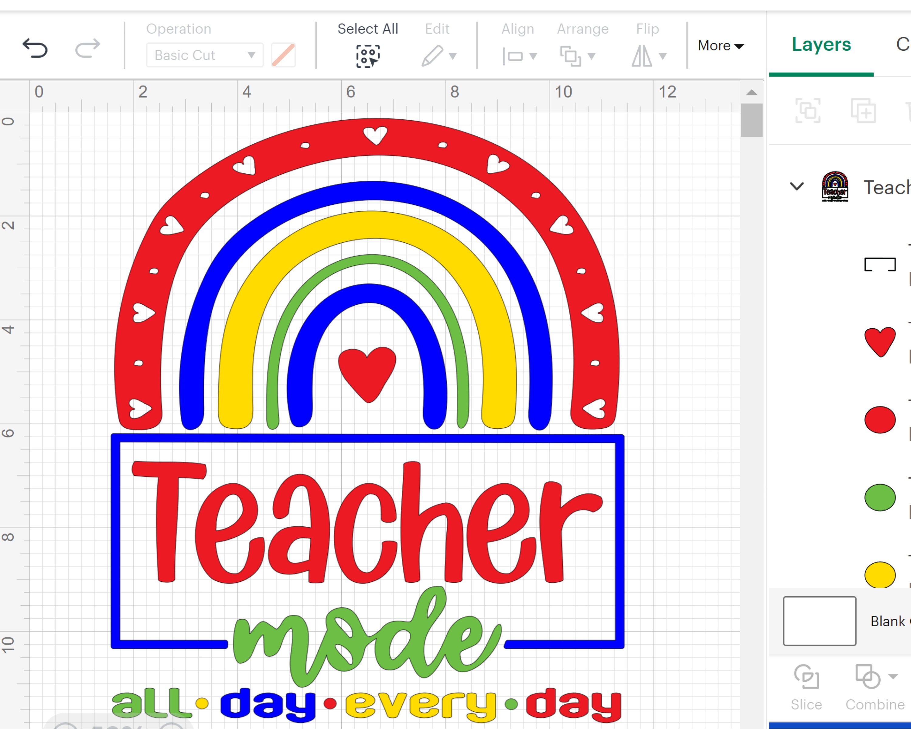 Teacher Mode All Day Svg Files for Cricut, Retro Rainbow Gift Popular ...