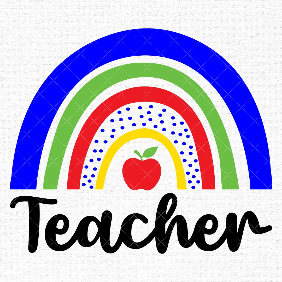 Teacher Svg Files for Cricut, Cute Rainbow Back to School Gift Retro ...