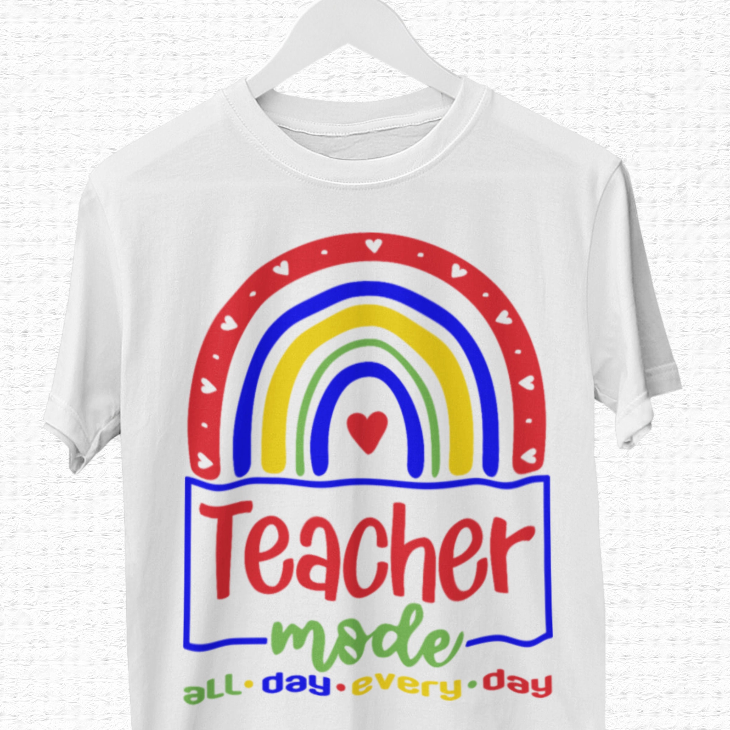Teacher Mode All Day Svg Files for Cricut, Retro Rainbow Gift Popular ...