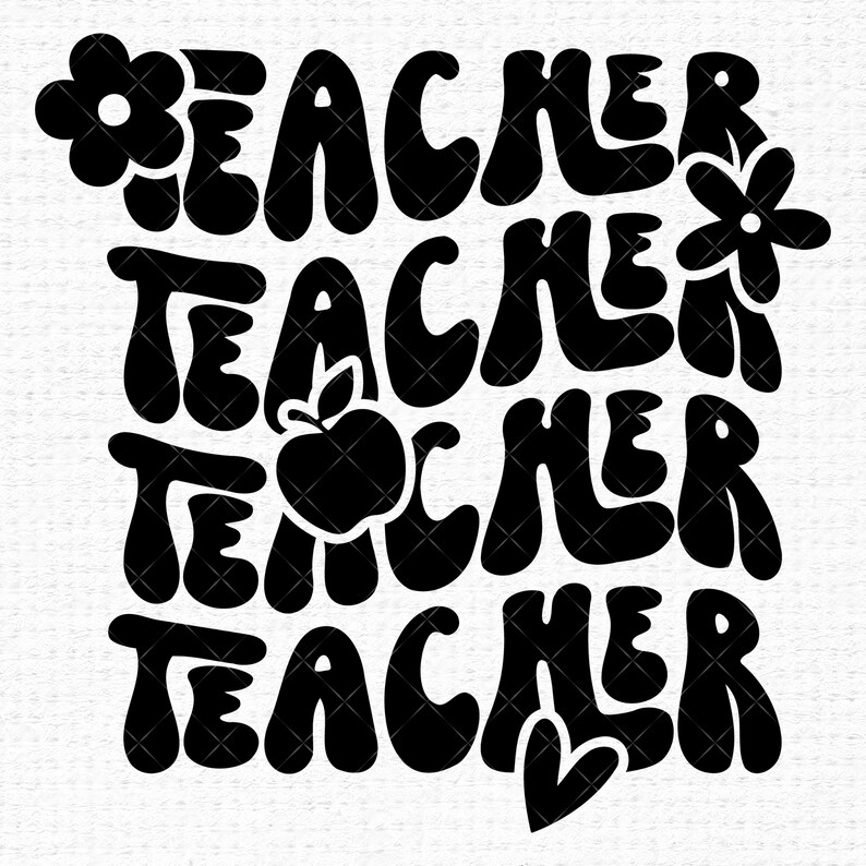 Wavy Floral Teacher Svg Files for Cricut, Retro Funny Back to School ...