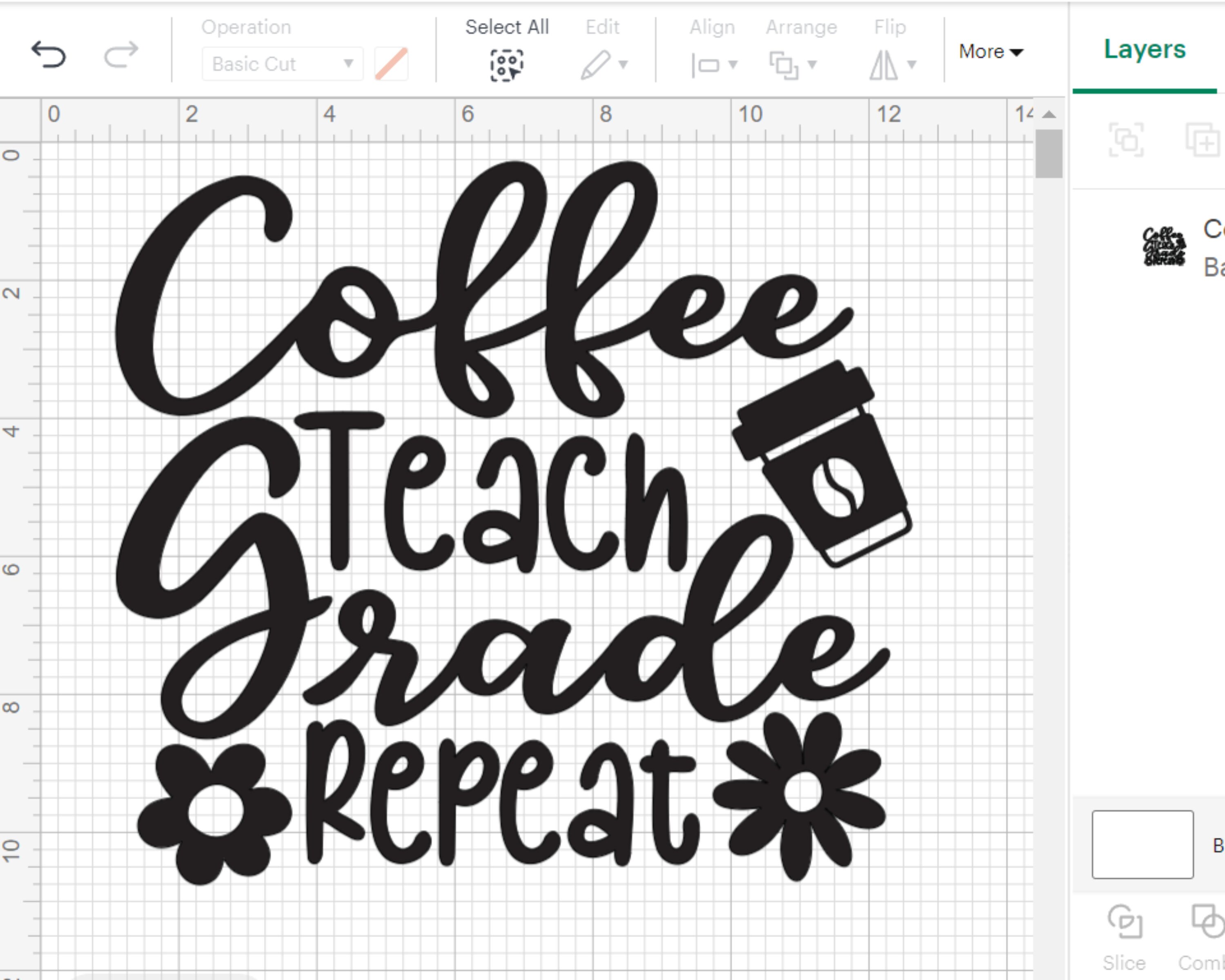 Coffee Teach Grade Repeat Svg Files for Cricut, Funny Retro Teacher ...