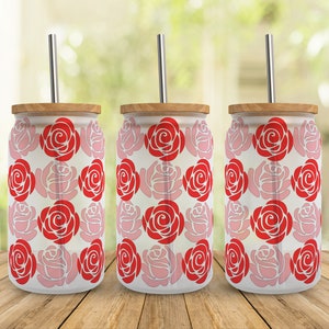 Rose Flower Svg Libbey Glass Wrap Svg, Spring Floral Valentines Day 16 ...