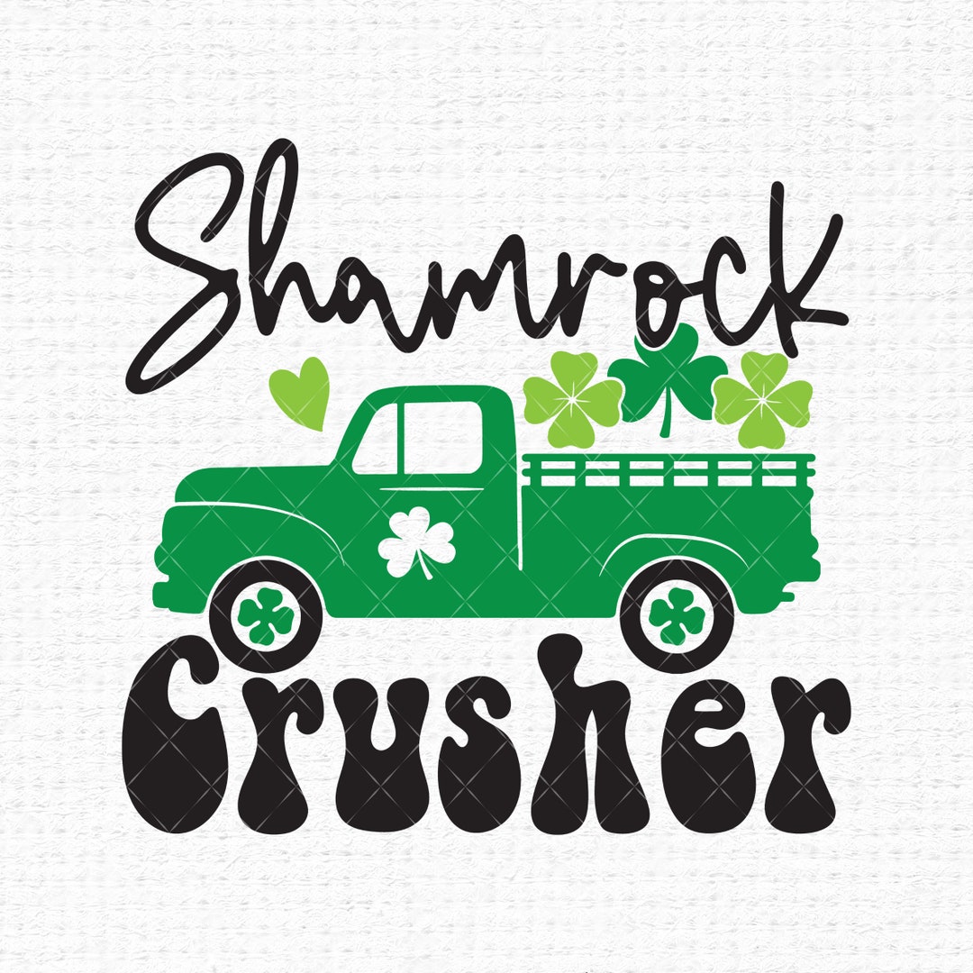 Shamrock Crusher Svg Files for Cricut, Lucky Truck St Patricks Day Kids ...