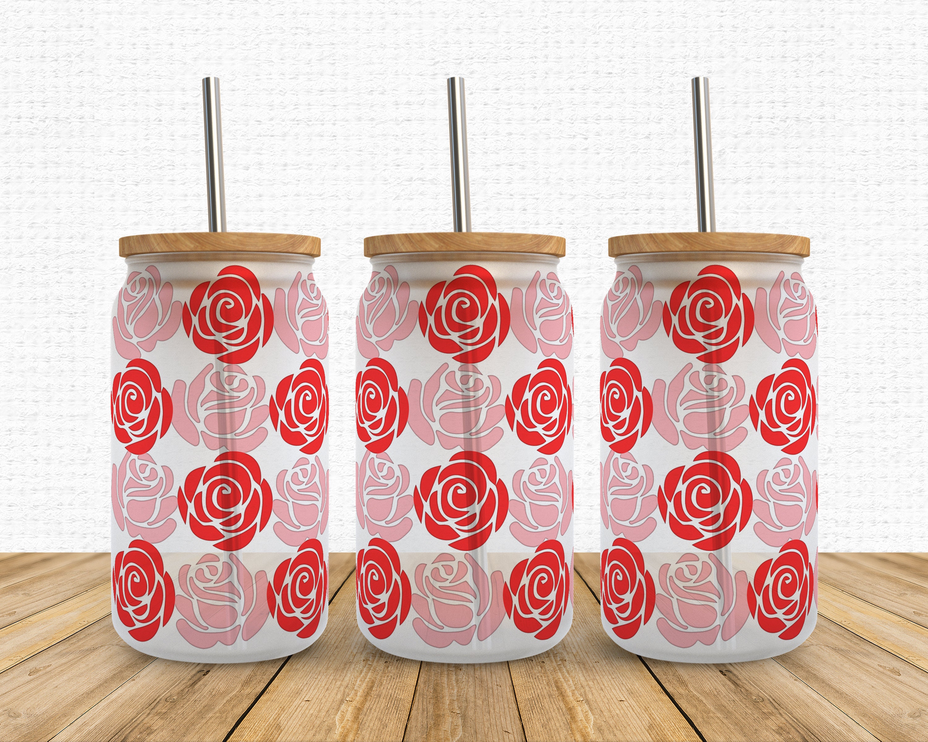Rose Flower Svg Libbey Glass Wrap Svg, Spring Floral Valentines Day 16 ...