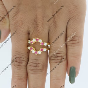 Red Ruby Enhancer Engagement Ring, Flower Enhancer Jacket Ring ...