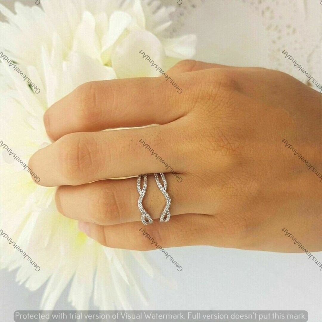 1ctw Round Cut Moissanite Wrap Ring, Wedding Cluster Wrap Ring, 925 ...