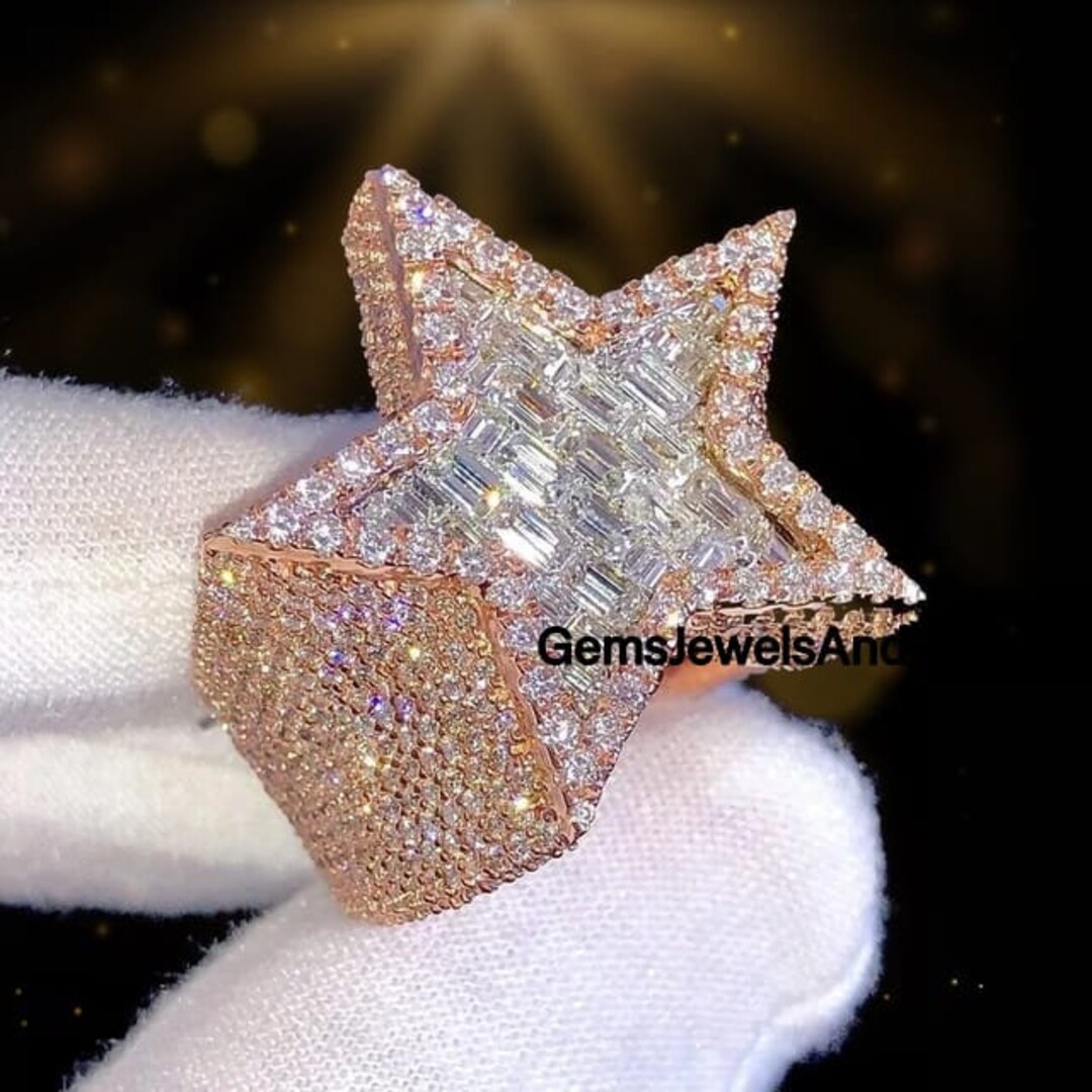 Star Style Ring, Hip Hop Ring, Men's Diamond Ring, Iced Out Diamond ...