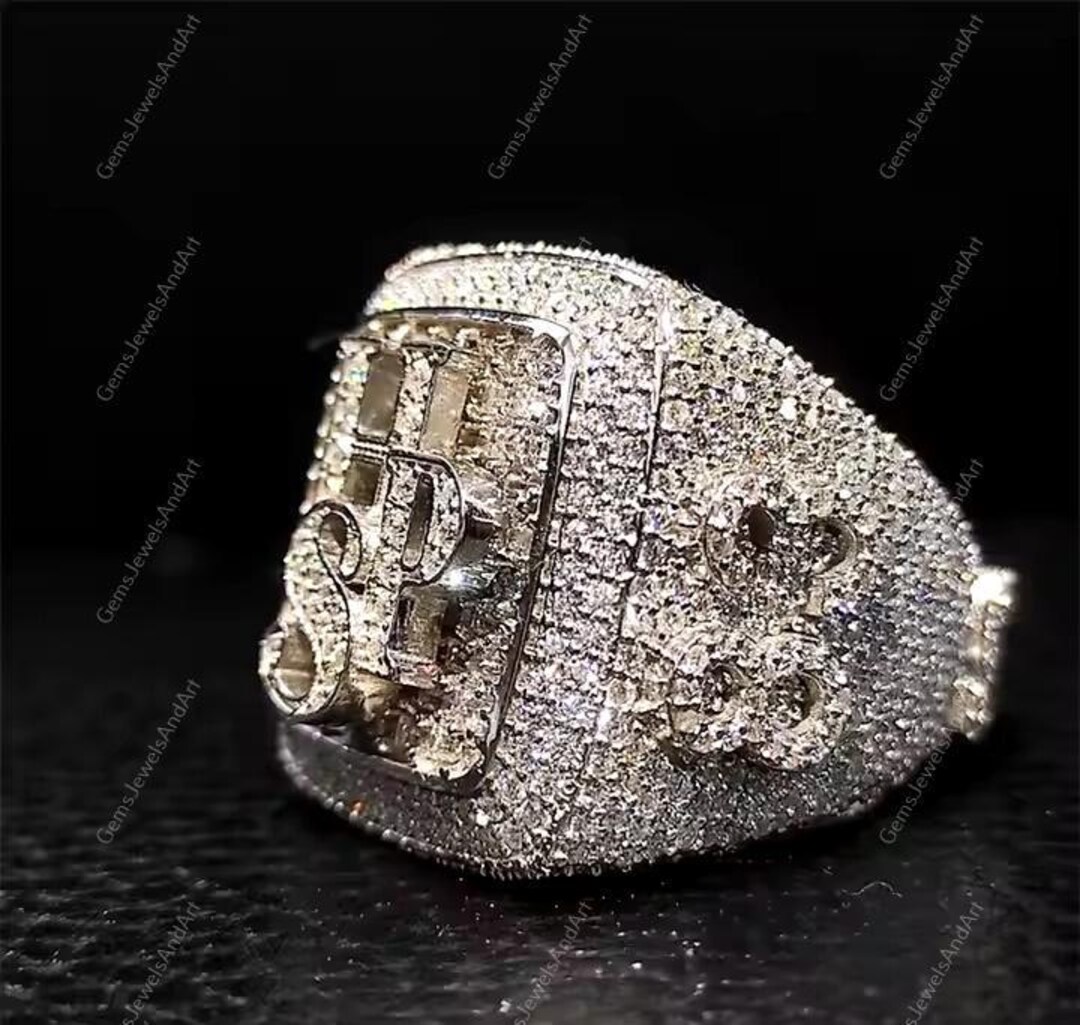 Hip Hop Iced Out Moissanite Ring, Shine Bright Our Moissanite Ring ...