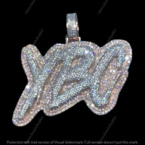 Rapper Gift Him Men's Iced Out ybc Pendant for Men, Real Moissanite 3 ...