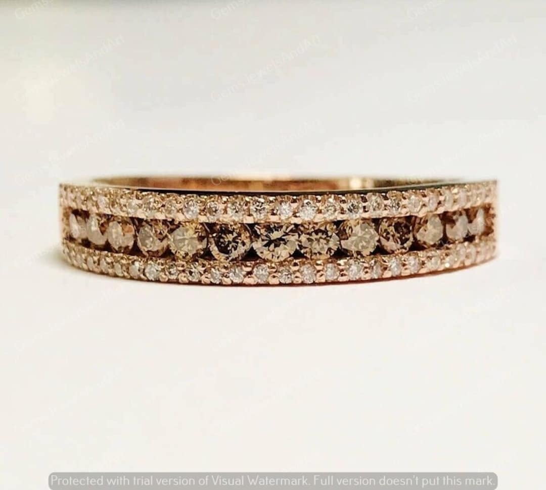 Chocolate Diamond Band Ring, Half Eternity Band Ring, Wedding Promise ...