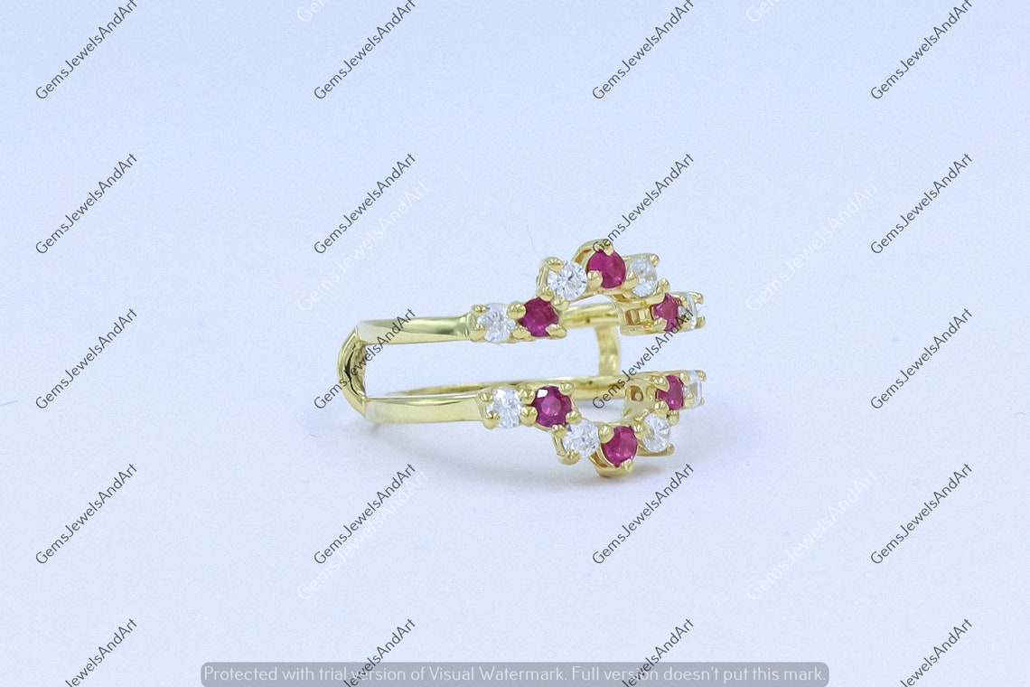 Red Ruby Enhancer Engagement Ring, Flower Enhancer Jacket Ring ...