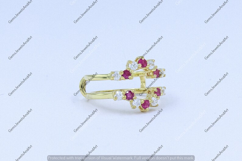 Red Ruby Enhancer Engagement Ring, Flower Enhancer Jacket Ring ...