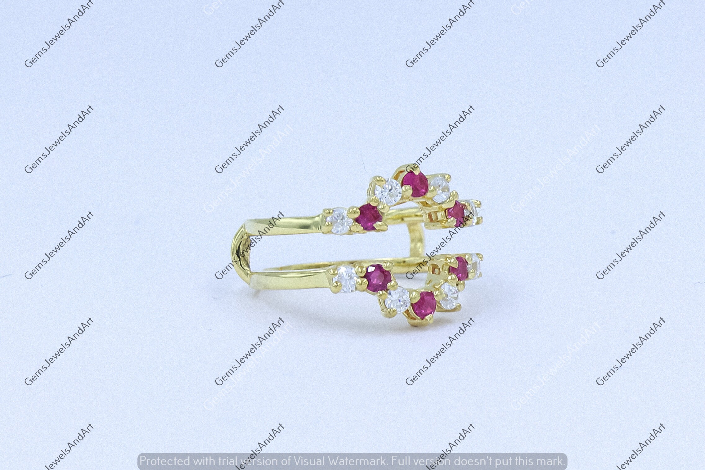 Red Ruby Enhancer Engagement Ring, Flower Enhancer Jacket Ring ...