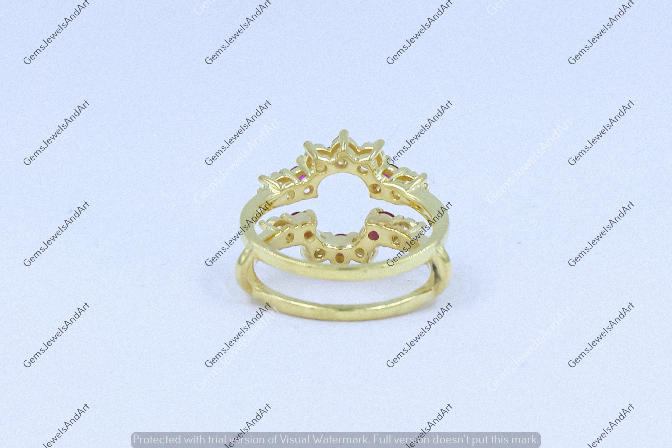 Red Ruby Enhancer Engagement Ring, Flower Enhancer Jacket Ring ...