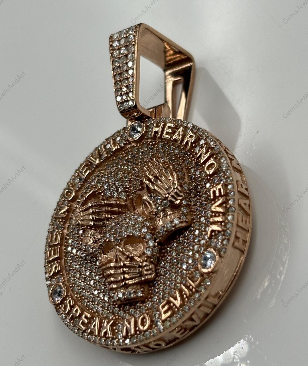 Real Moissanite Skull Rapper Pendant, Iced Out Diamond Pendant, Skull ...