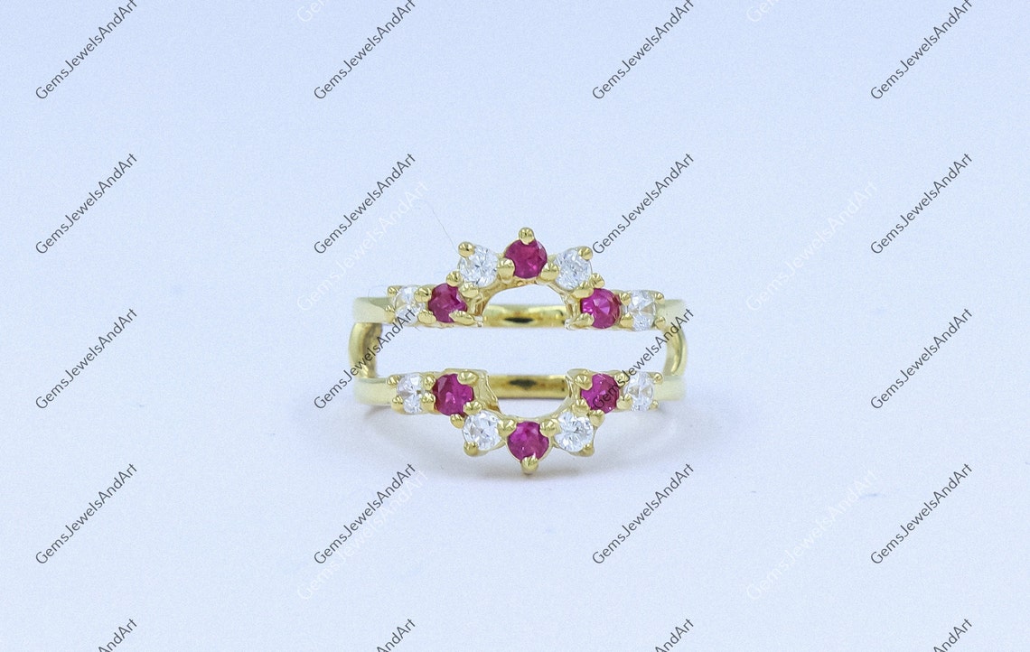 Red Ruby Enhancer Engagement Ring, Flower Enhancer Jacket Ring ...