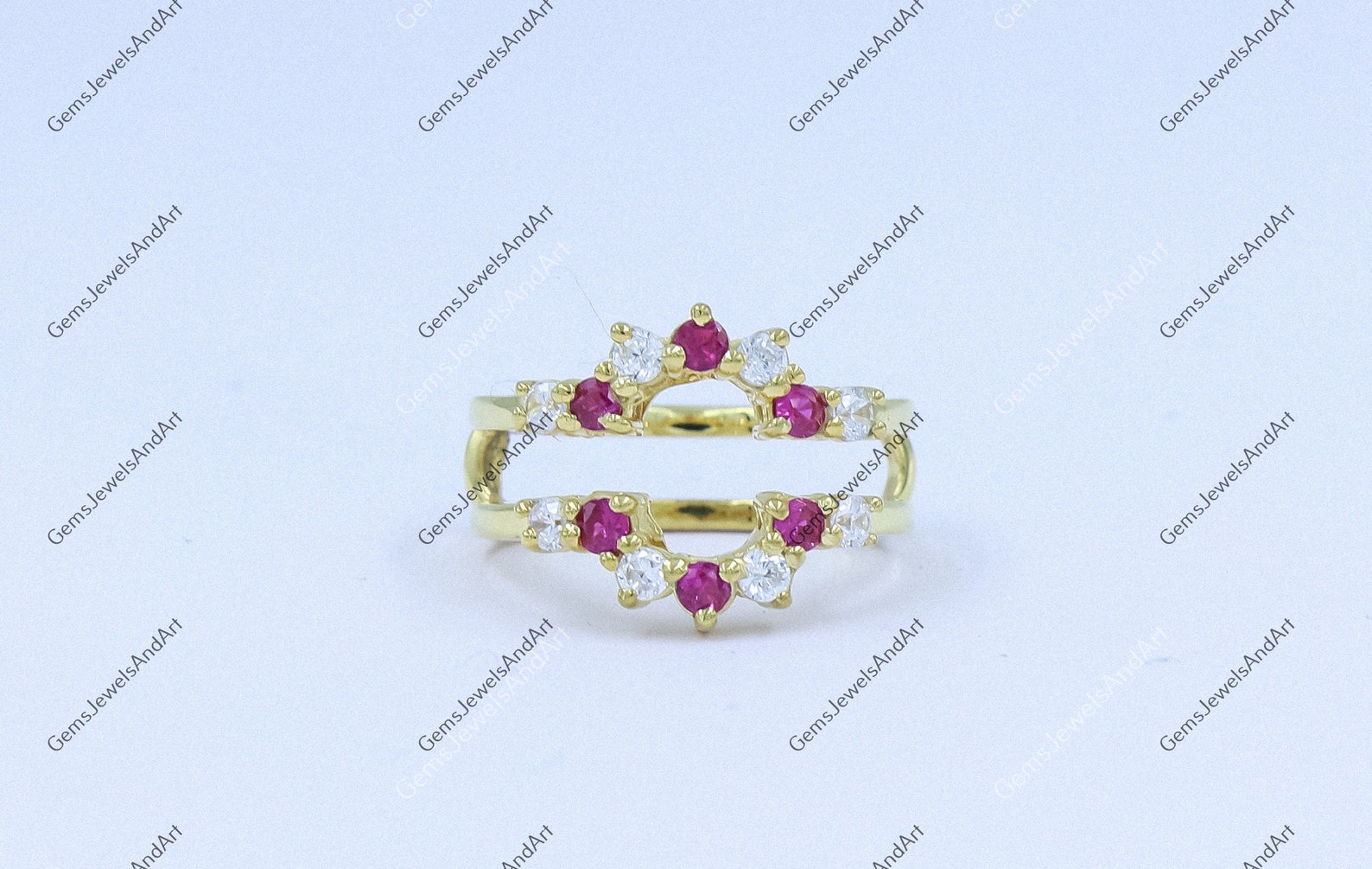 Red Ruby Enhancer Engagement Ring, Flower Enhancer Jacket Ring ...