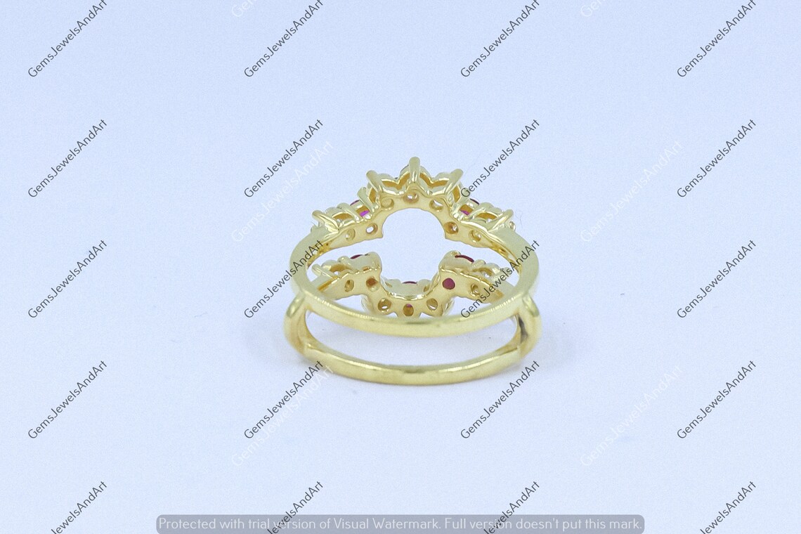 Red Ruby Enhancer Engagement Ring, Flower Enhancer Jacket Ring ...