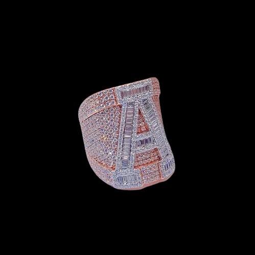 Baguette Cut Diamond Letter Ring, Custom Letter Ring, Hip Hop Men's ...