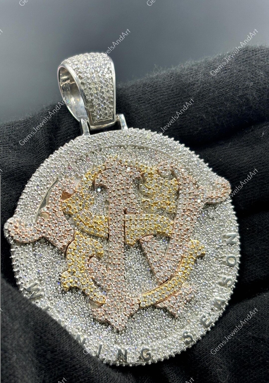 3D VVS Moissanite Pendant, Custom Rapper Hip Hop Pendant, Pass Diamond ...