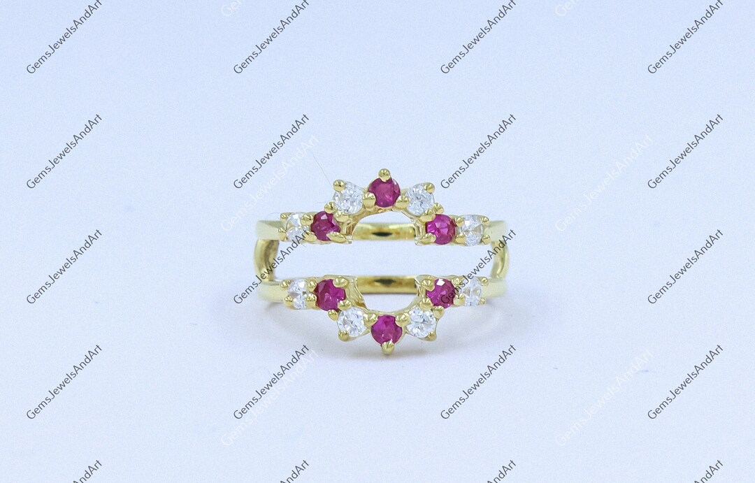 Red Ruby Enhancer Engagement Ring, Flower Enhancer Jacket Ring ...
