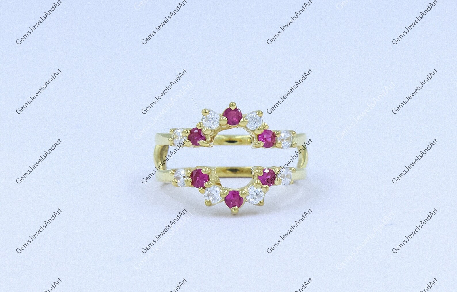Red Ruby Enhancer Engagement Ring, Flower Enhancer Jacket Ring ...