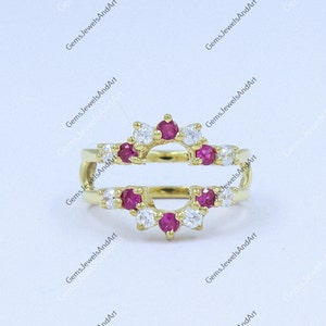 Red Ruby Enhancer Engagement Ring, Flower Enhancer Jacket Ring ...
