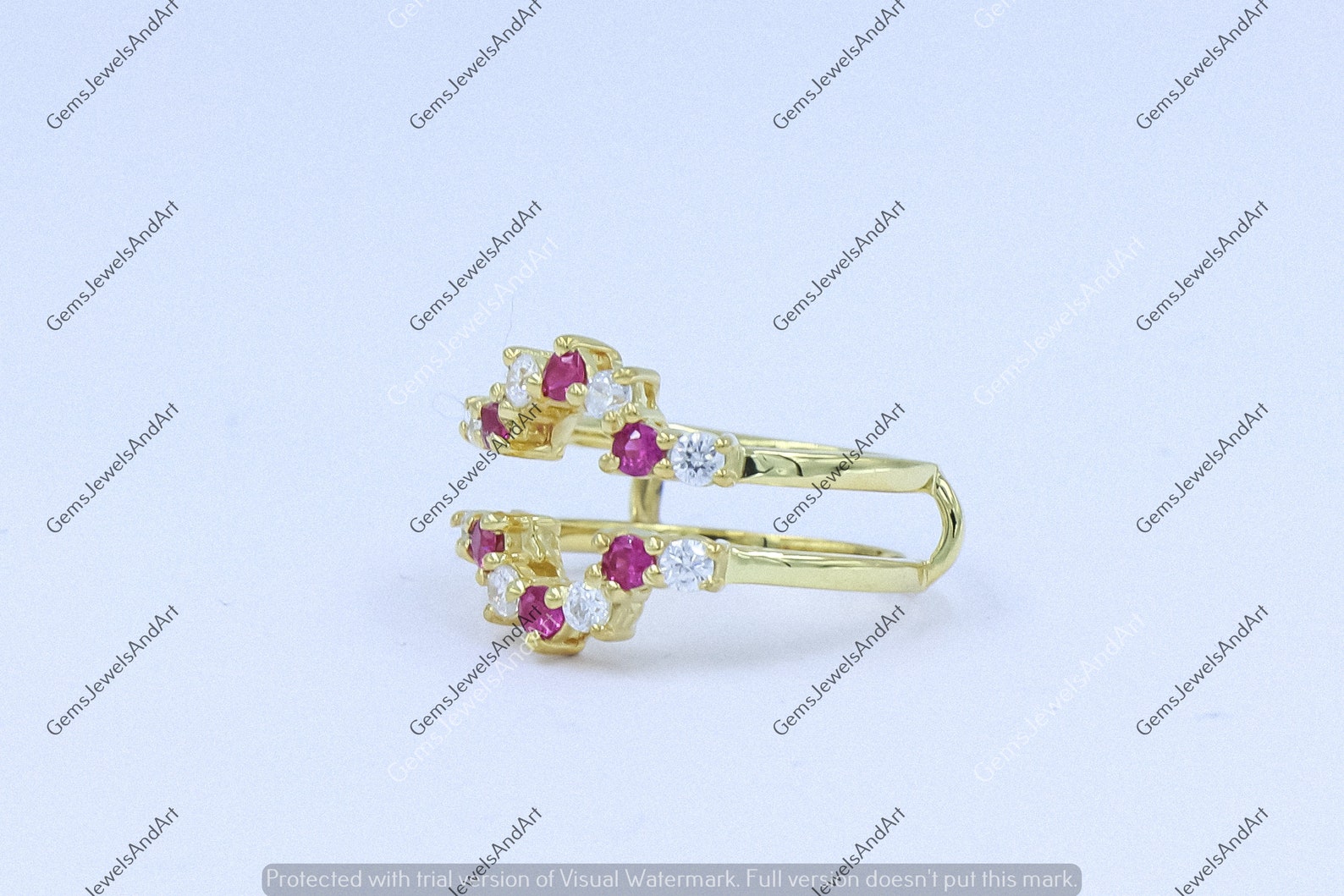 Red Ruby Enhancer Engagement Ring, Flower Enhancer Jacket Ring ...