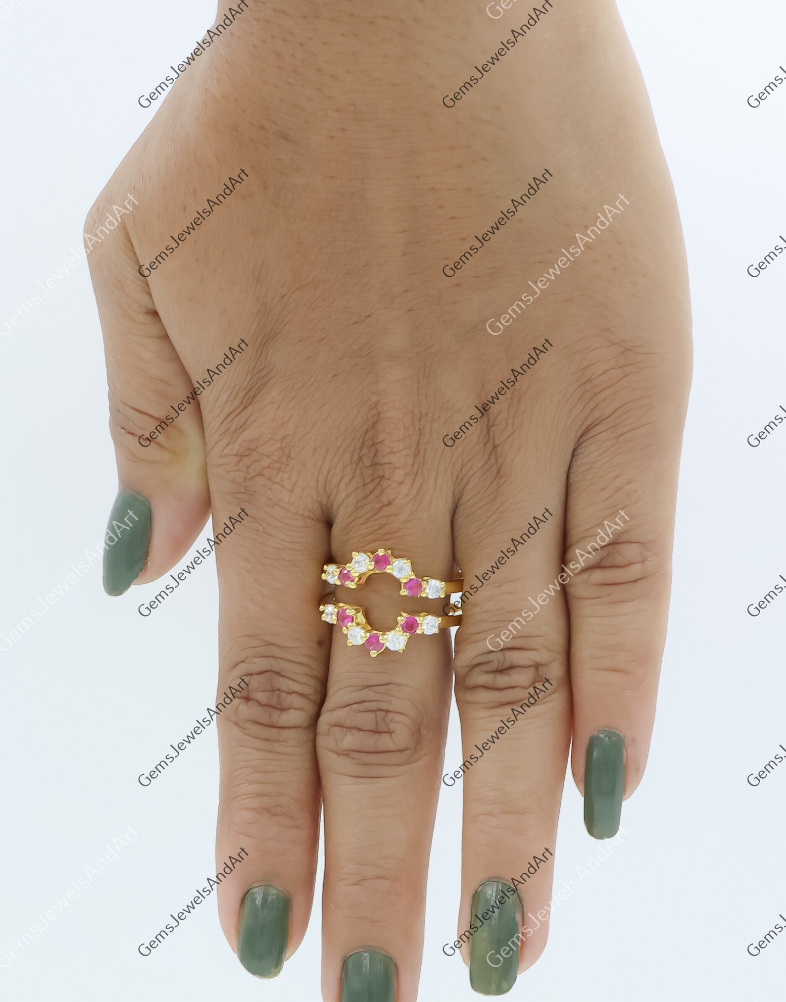 Red Ruby Enhancer Engagement Ring, Flower Enhancer Jacket Ring ...