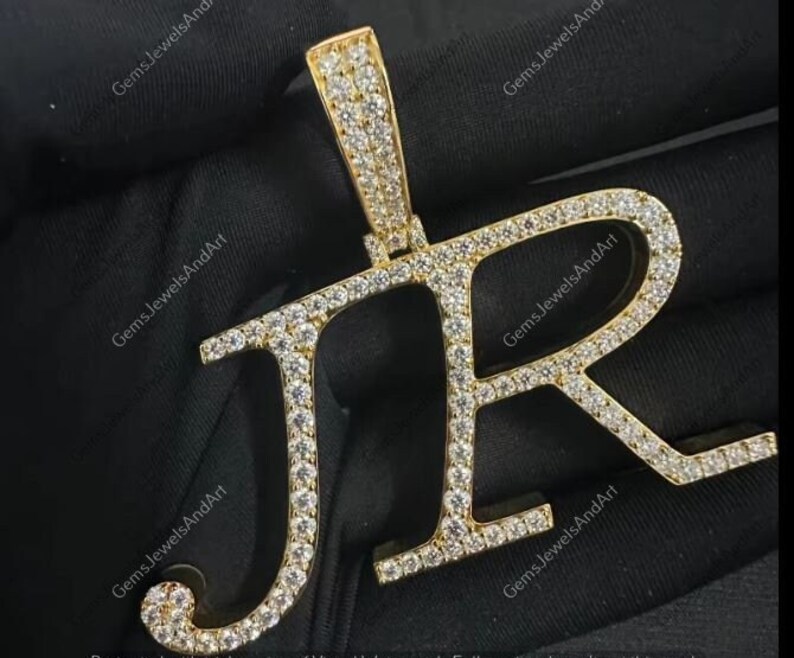 Custom Letter JR Pendant, 14K Yellow Gold Plated Pendant ,hip Hop Men's ...