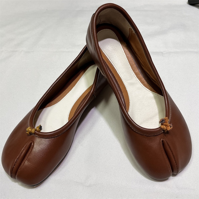 Women Handmade Leather Tabi Ballet Shoes, Women's Sandal Split Toe ...
