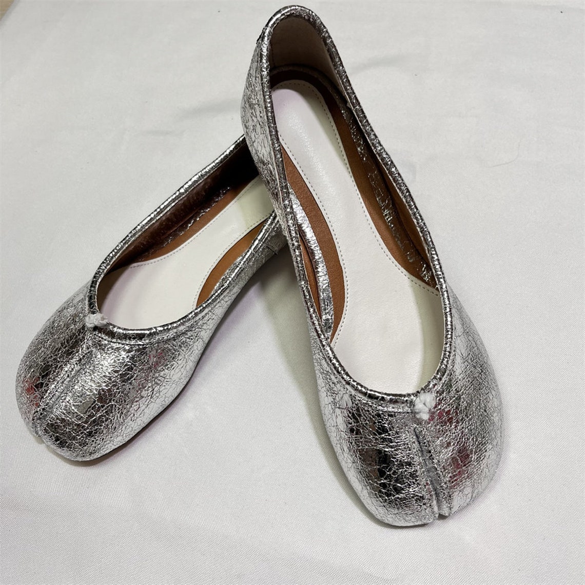 Women Handmade Leather Tabi Ballet Shoes, Women's Sandal Split Toe ...