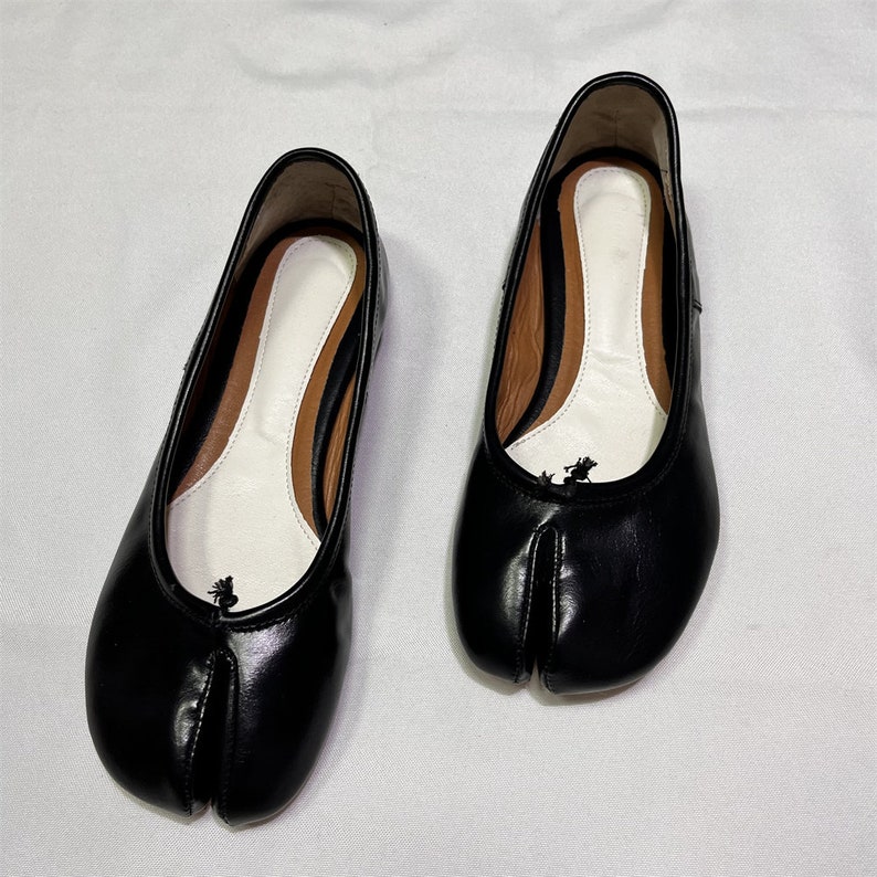 Women Handmade Leather Tabi Ballet Shoes, Women's Sandal Split Toe ...