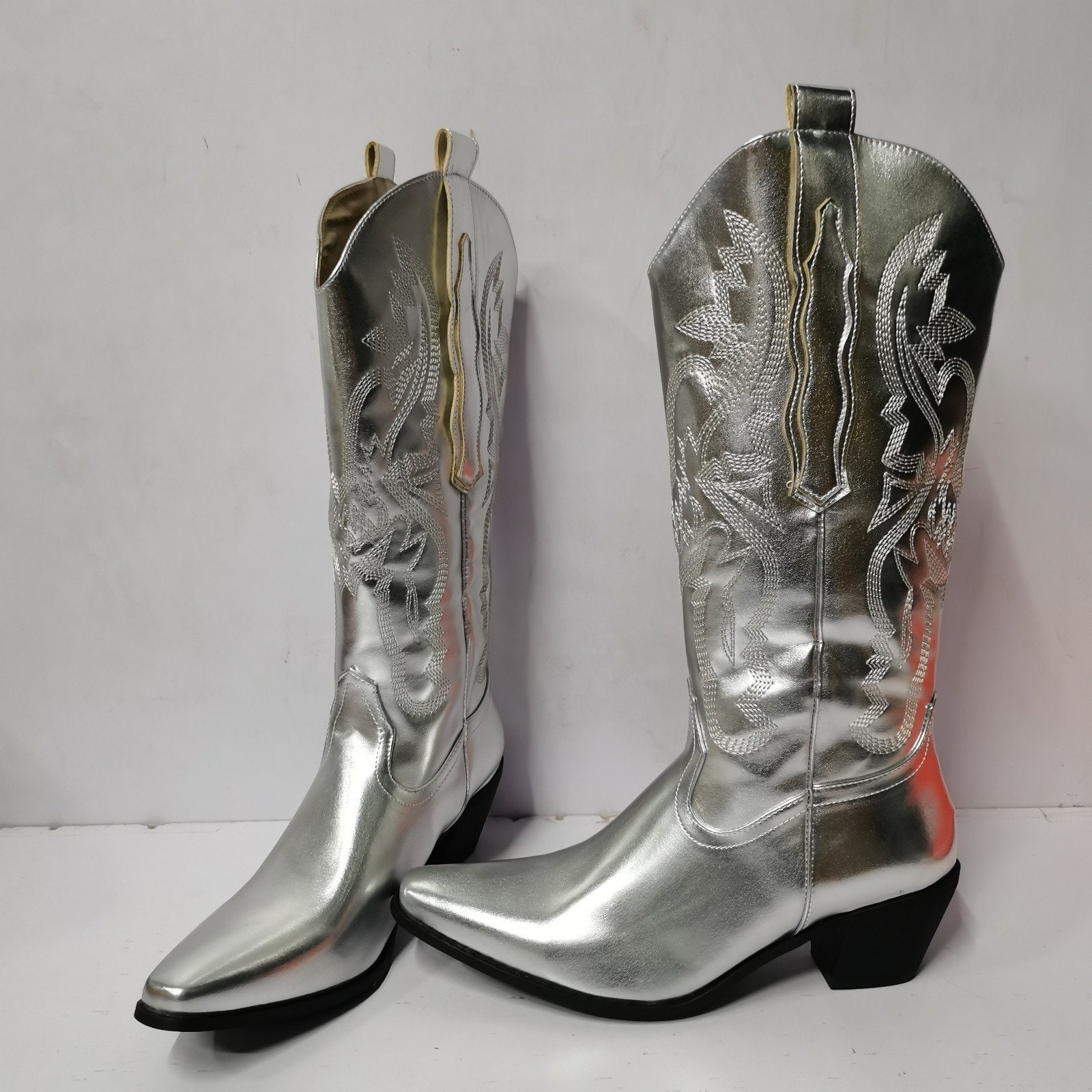 Vintage Womens Western Cowboy Boots // Hot Silver Cowboy Boots ...