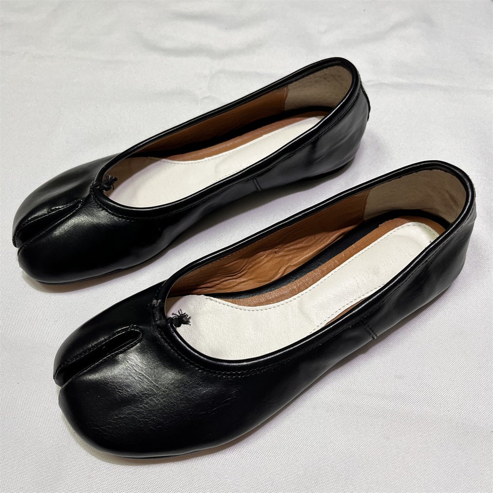 Women Handmade Leather Tabi Ballet Shoes, Women's Sandal Split Toe ...