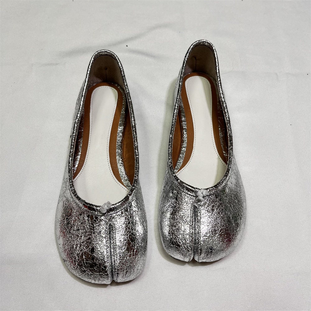 Women Handmade Leather Tabi Ballet Shoes, Women's Sandal Split Toe ...