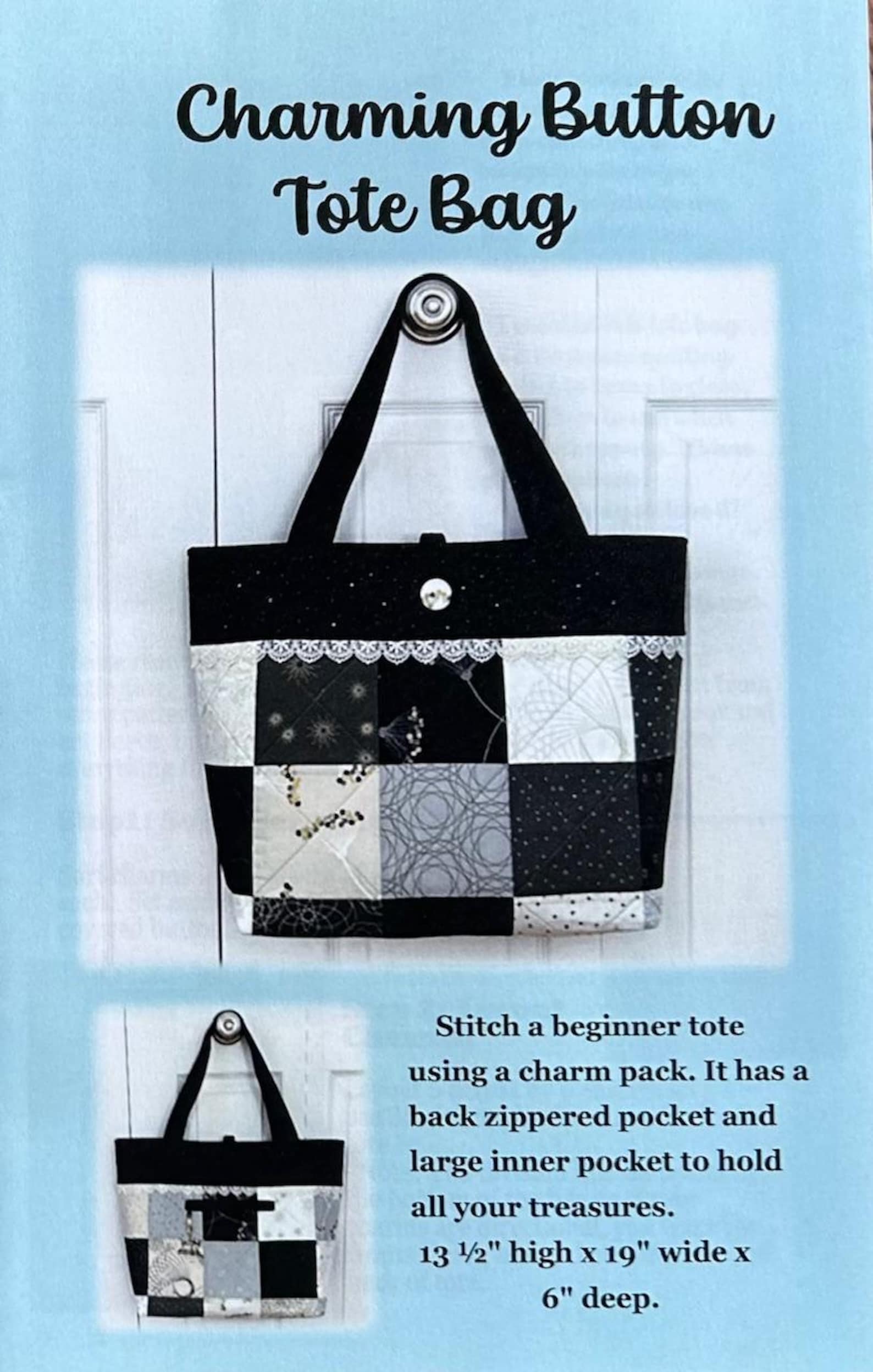 Charming Button Tote Bag Pattern - Etsy