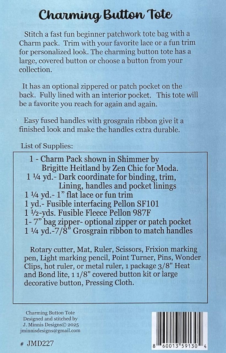 Charming Button Tote Bag Pattern - Etsy