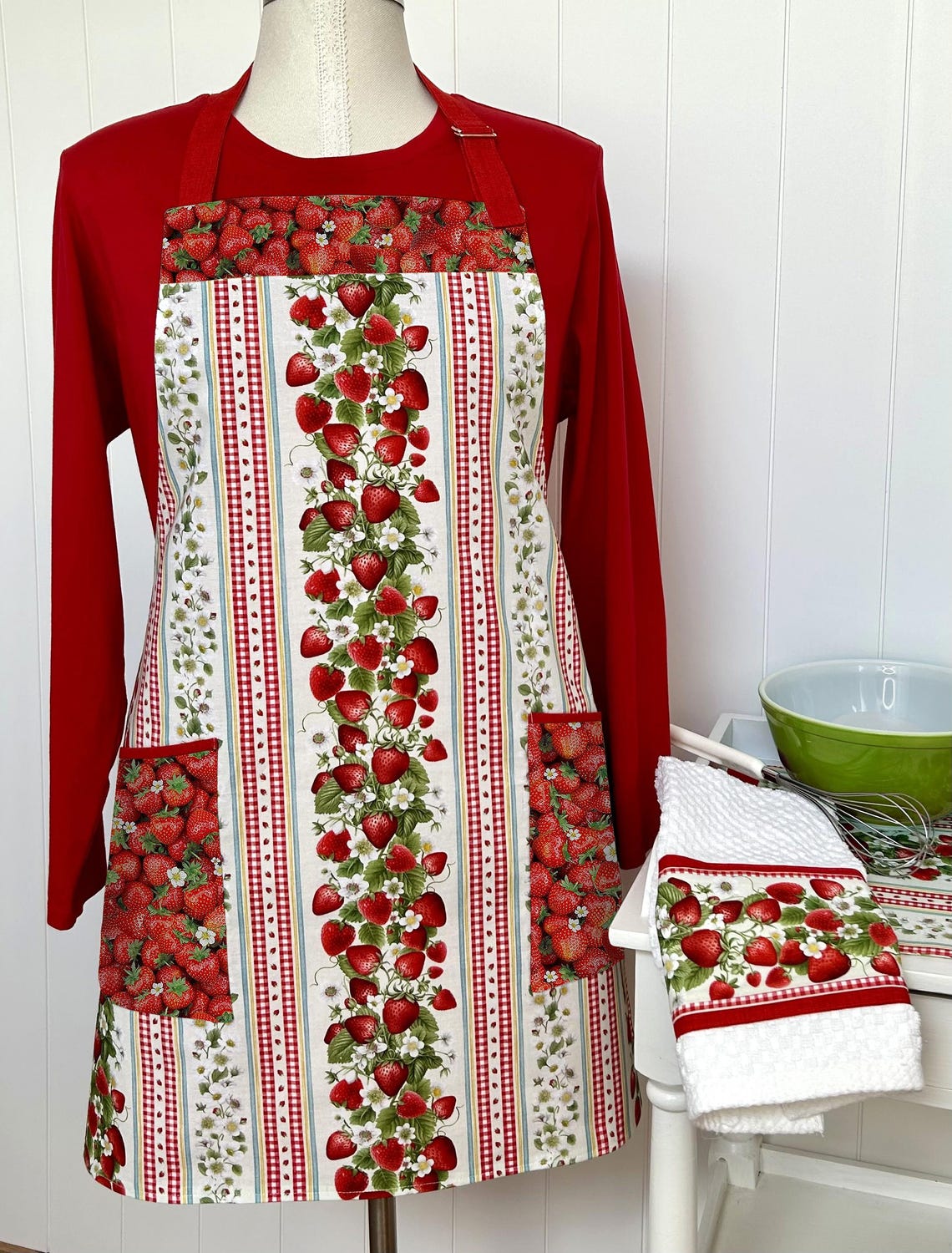 Border Stripe Apron & Towels Pattern - Etsy