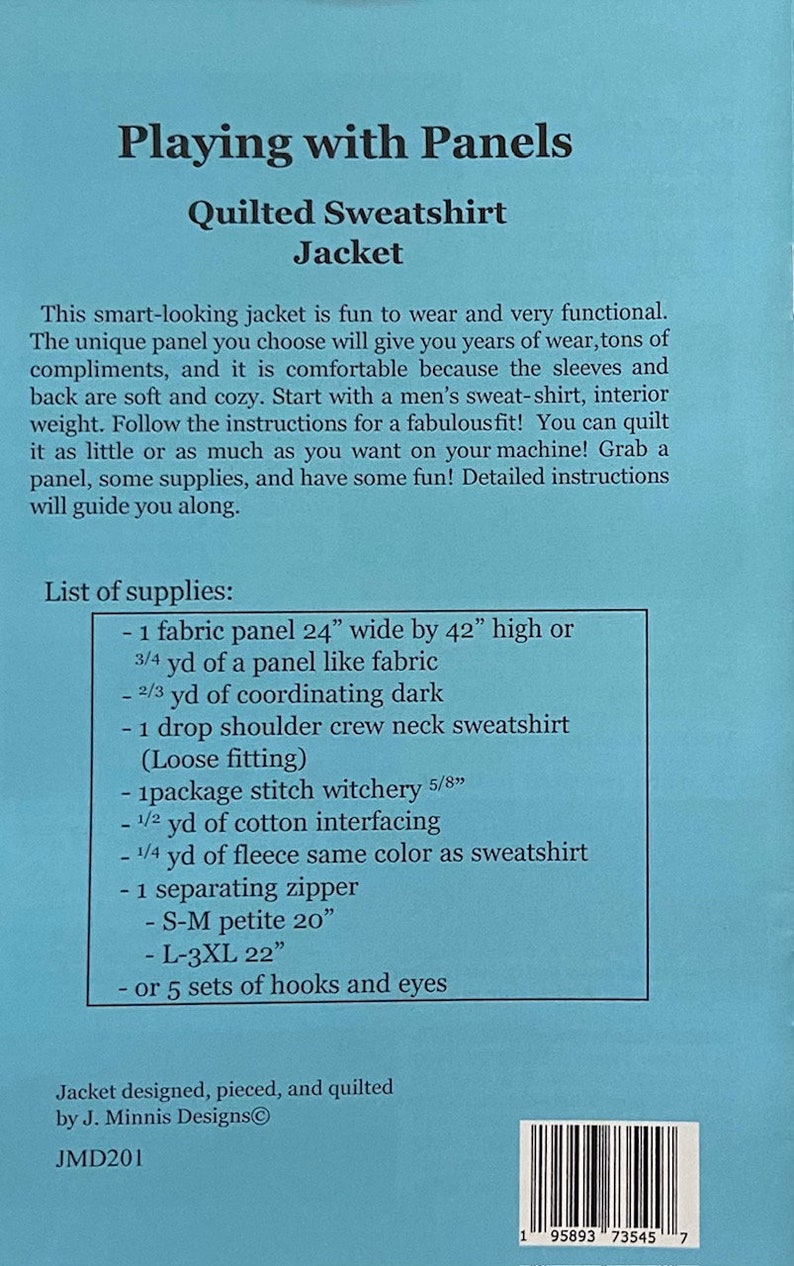 Playing With Panels Quilted Sweatshirt Jacket Pattern - Etsy