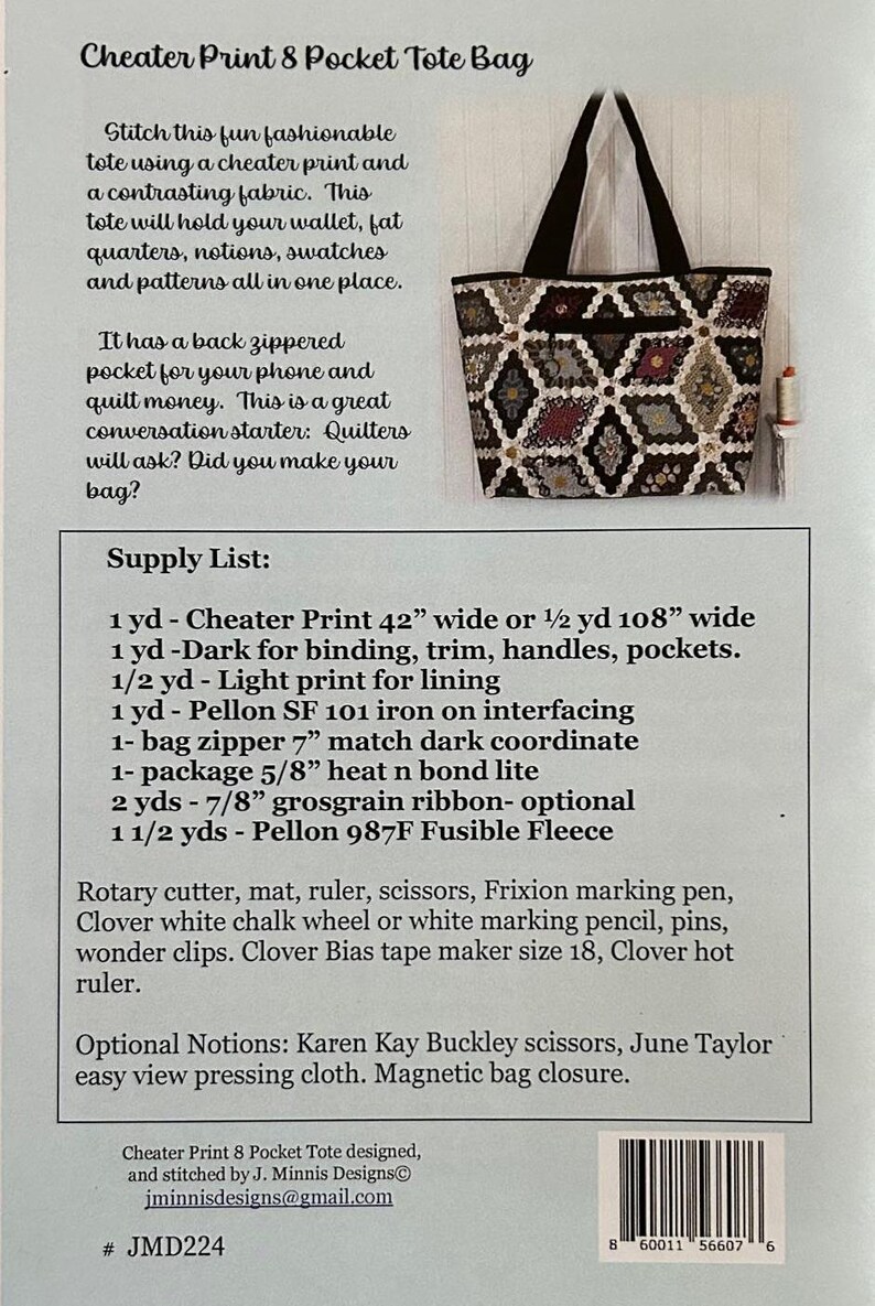 Cheater Print 8 Pocket Tote Bag Pattern - Etsy