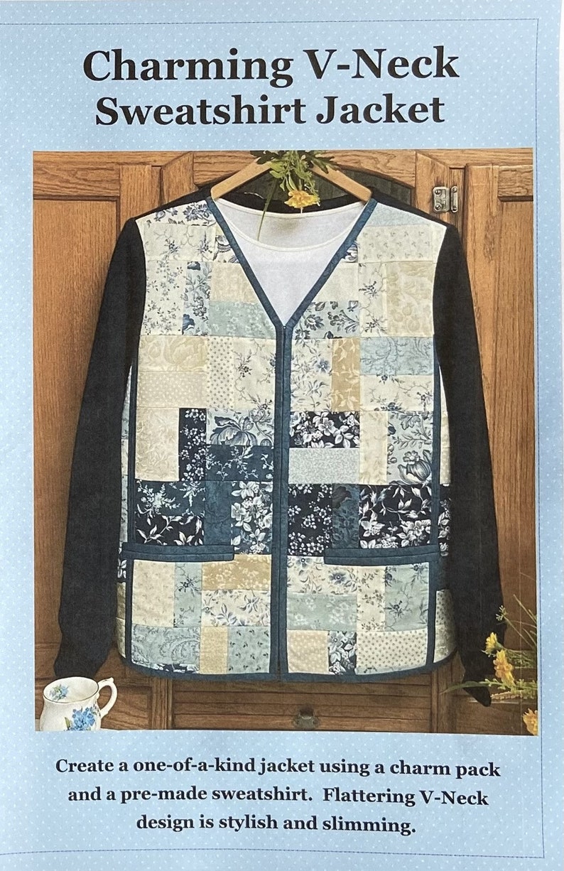 Charming V-neck Sweatshirt Jacket Pattern - Etsy