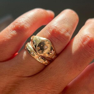 10K Gold Starburst Diamond Ring, Star Setting Celestial Ring, Gold Ring ...