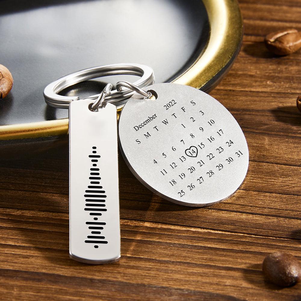 Personalized Engraved Calendar Music Code Metal Keychain - Etsy